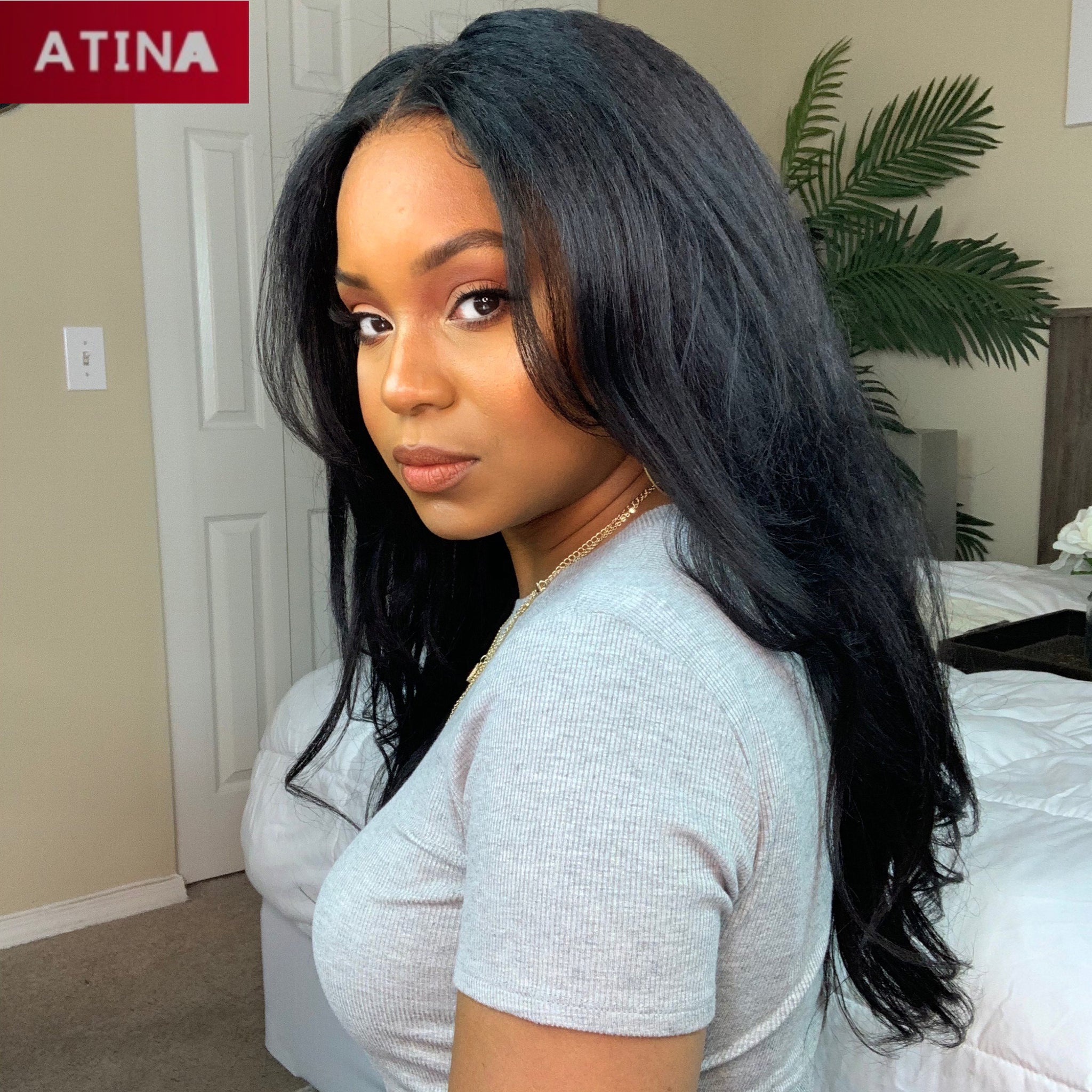 Crystal Lace Kinky Straight 360 Lace Frontal Wig Pre Plucked with Baby ...